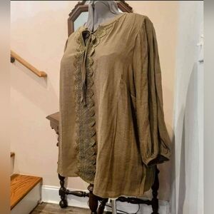 Como Blu | Tops | New 2x Green Blouse Wlace Detailing | Poshmark